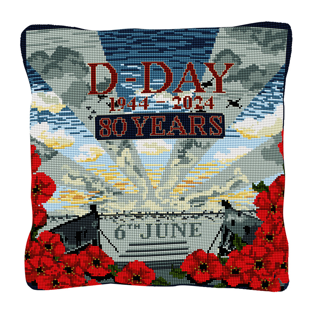 D Day 80th Anniversary (Deep Blue) Cushion Tapestry Kit – Brigantia Needlework